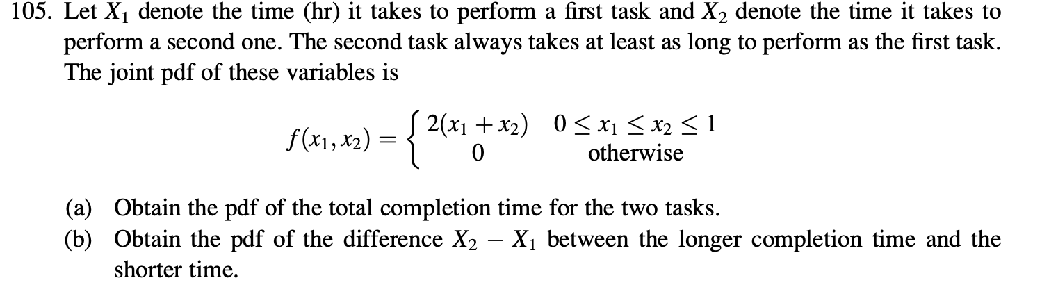 Solved 5. Let X1 denote the time (hr) it takes to perform a | Chegg.com