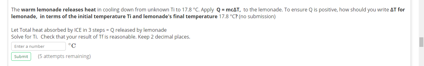 Solved Temperature Change and Phase Change - Specific Heat | Chegg.com