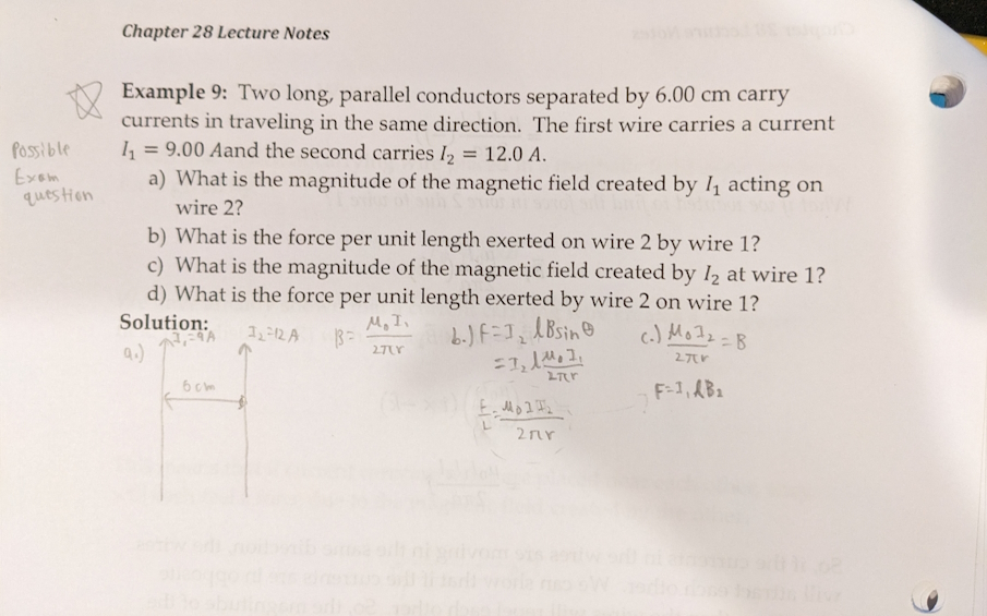 Solved Example 9: Two long, parallel conductors separated by | Chegg.com