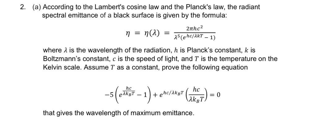 Solved 2. (a) According to the Lambert's cosine law and the | Chegg.com
