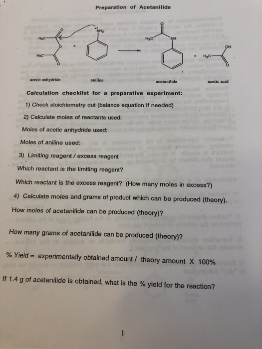 Solved Preparation of Acetanilide acetic anhydride aniline | Chegg.com