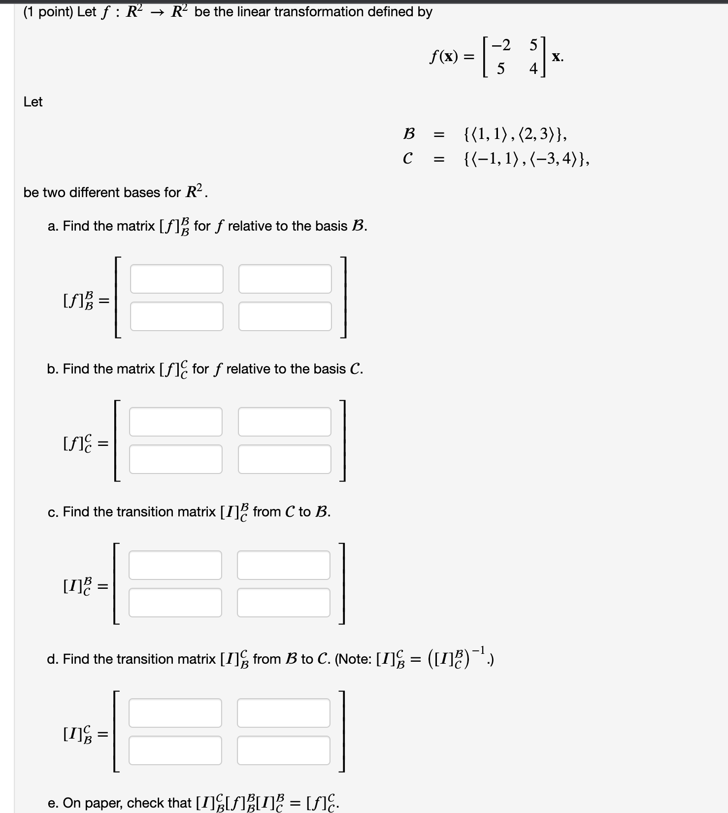 Solved (1 point) Let f:R2→R2 be the linear transformation | Chegg.com