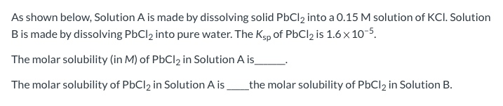 Solved As shown below, Solution A is made by dissolving | Chegg.com