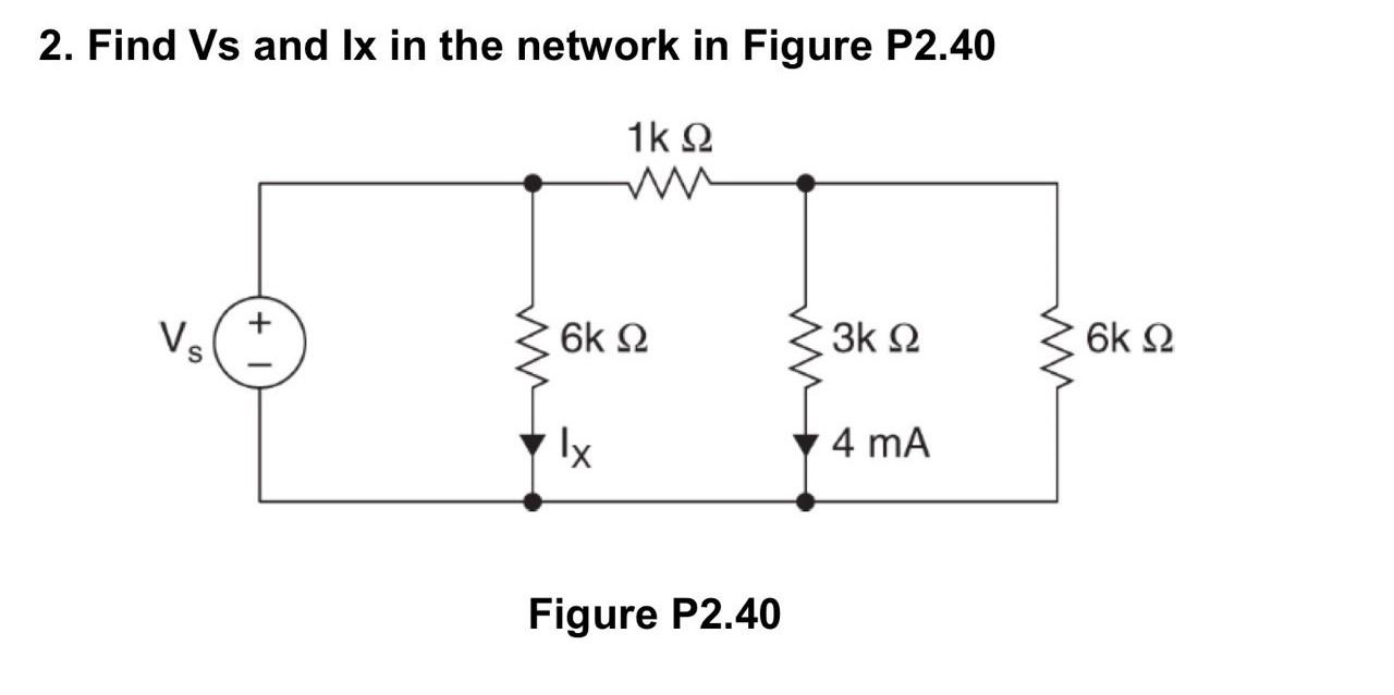 Solved 2. Find Vs and Ix in the network in Figure P2.40 | Chegg.com