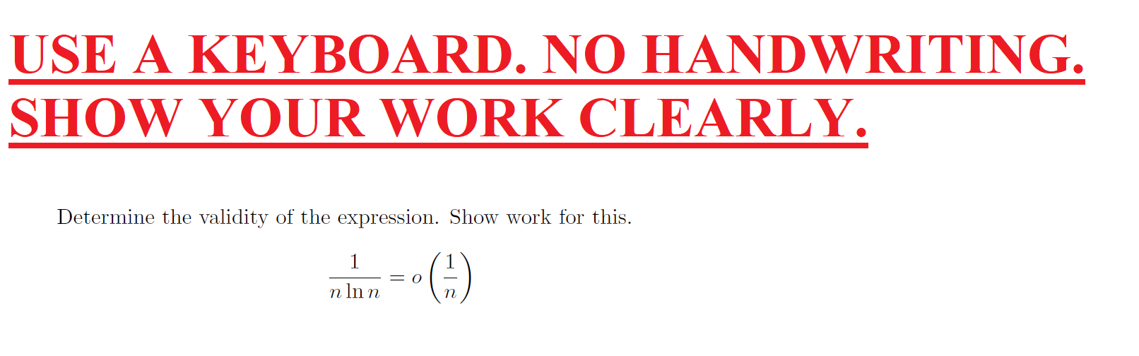 Solved USE A KEYBOARD. NO HANDWRITING. SHOW YOUR WORK | Chegg.com