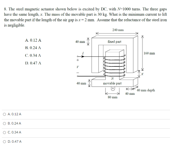 Solved cThe steel magnetic actuator shown below is excited | Chegg.com Solved cThe steel magnetic actuator shown below is excited | Chegg.com