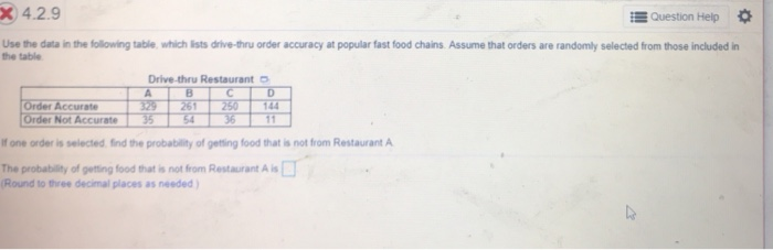 Solved 4.2.9 E Question Help Use the data in the following | Chegg.com