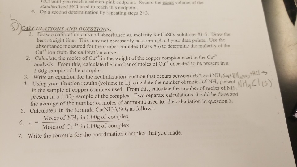 Solved HCl until you reach salmon-pink endpoint. Record the | Chegg.com