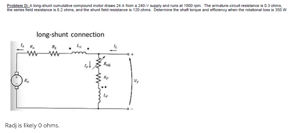 Solved Problem D: A long-shunt cumulative compound motor | Chegg.com