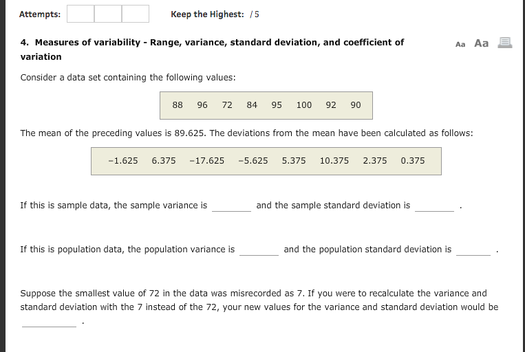 Solved Attempts Keep the Highest: /5 4. Measures of | Chegg.com