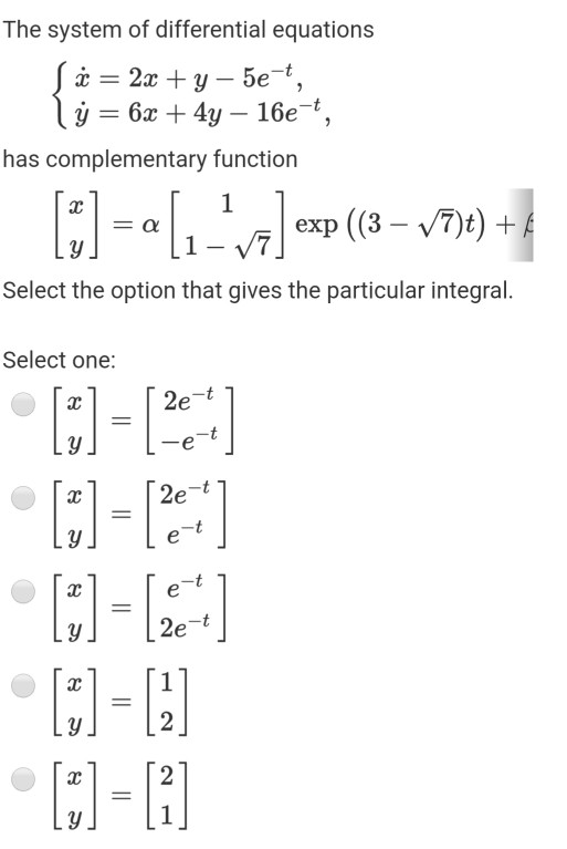 Solved The system of differential equations ¿= -2x + 6y, y | Chegg.com