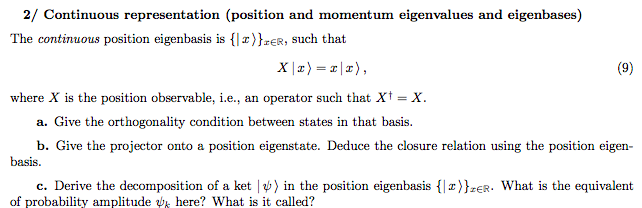 Solved 2/ Continuous representation (position and momentum | Chegg.com