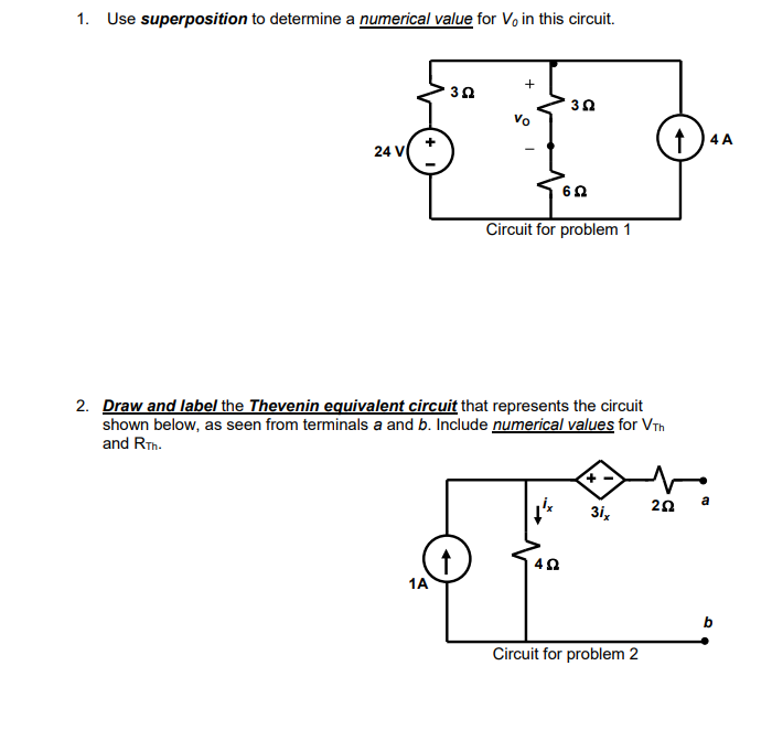 Solved 1. Use superposition to determine a numerical value | Chegg.com