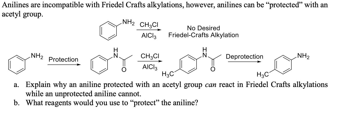 Solved Anilines are incompatible with Friedel Crafts | Chegg.com