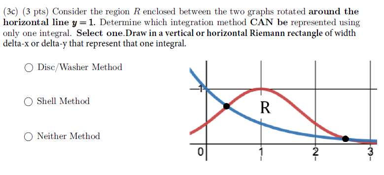 Solved (3c) (3 pts) Consider the region R enclosed between | Chegg.com