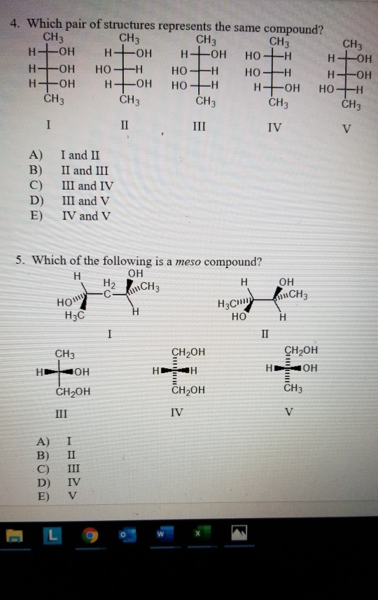 Solved 4. Which pair of structures represents the same | Chegg.com