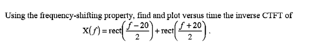 Solved Jsing the frequency-shifting property, find and plot | Chegg.com