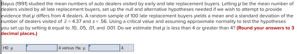Solved Bayus (1991) studied the mean numbers of auto dealers | Chegg.com
