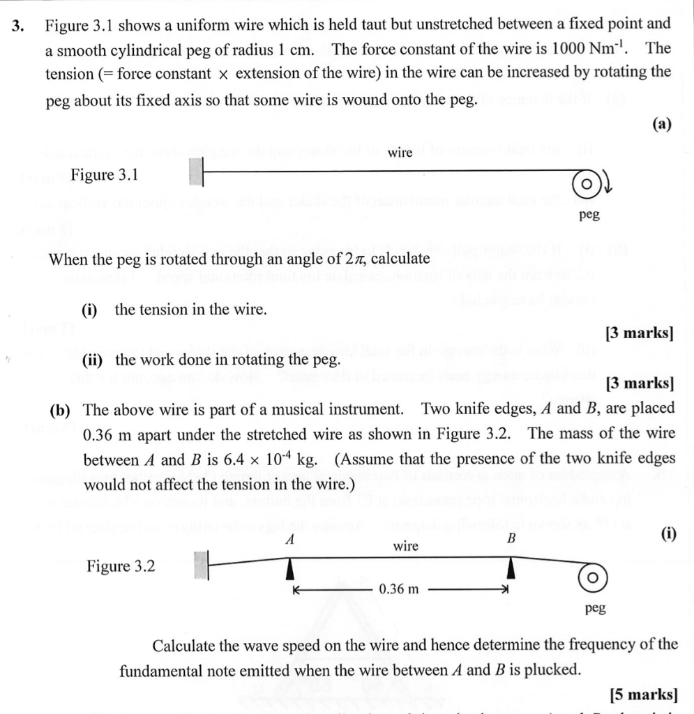 Solved 3. Figure 3.1 shows a uniform wire which is held taut | Chegg.com