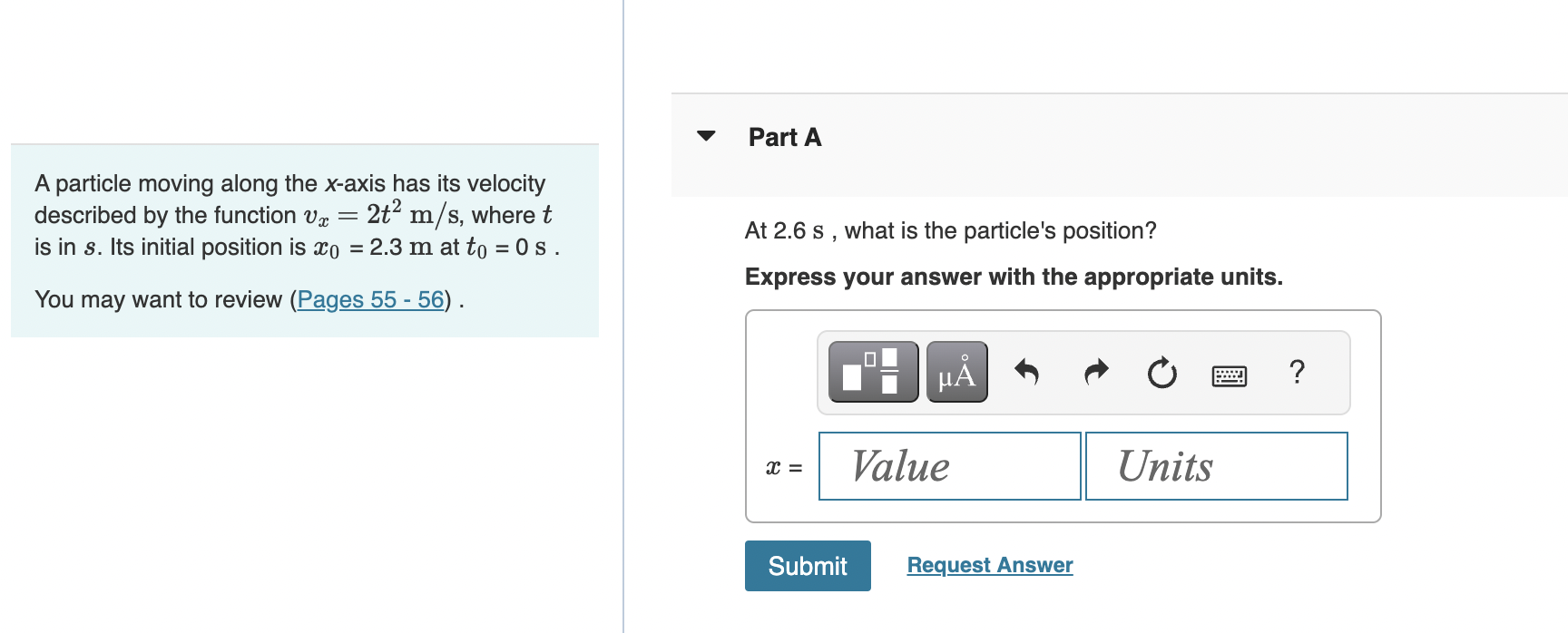 Solved A particle moving along the x-axis has its velocity | Chegg.com