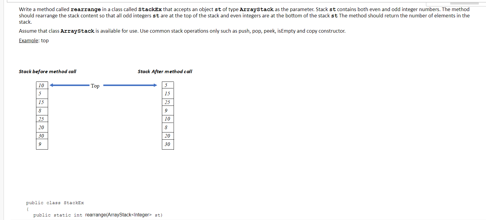 Solved Write a method called rearrange in a class called | Chegg.com
