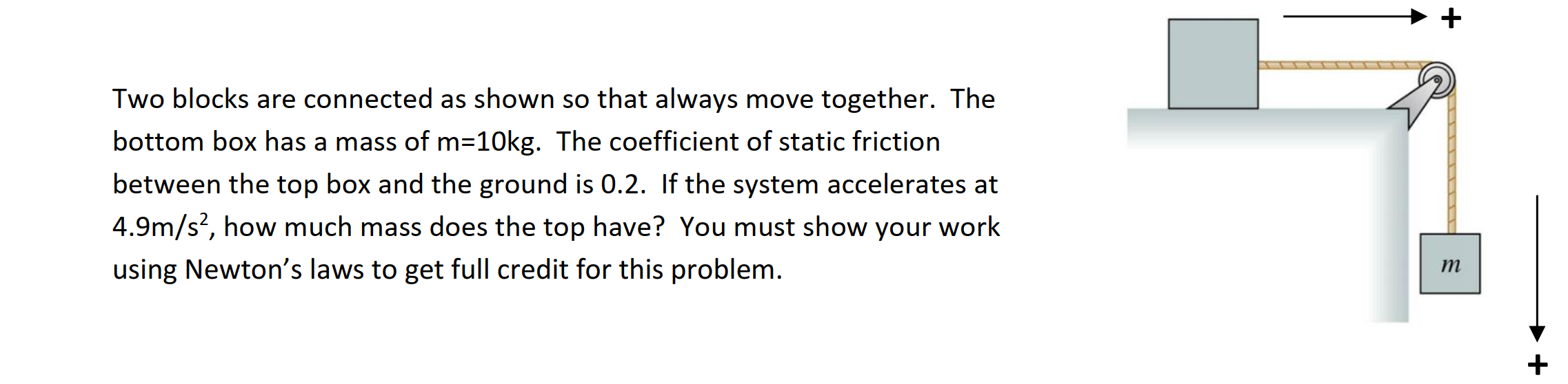 Solved + Two blocks are connected as shown so that always | Chegg.com