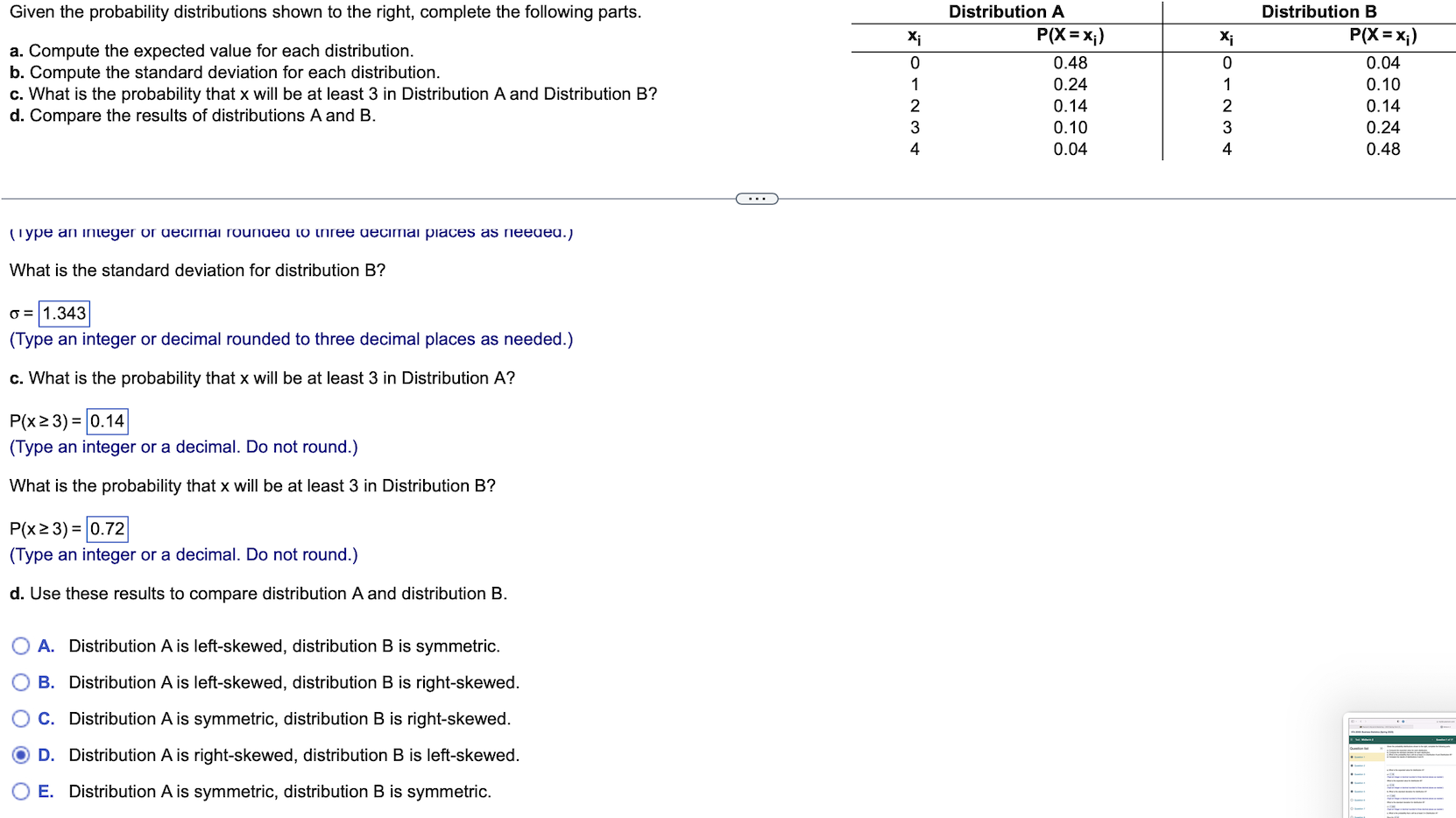 Solved Given the probability distributions shown to the | Chegg.com