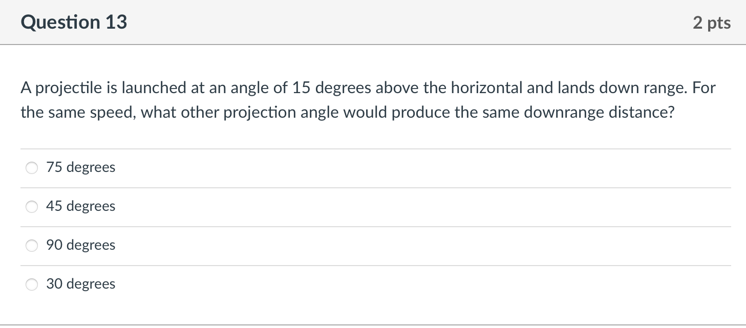 Solved A projectile is launched at an angle of 15 degrees | Chegg.com
