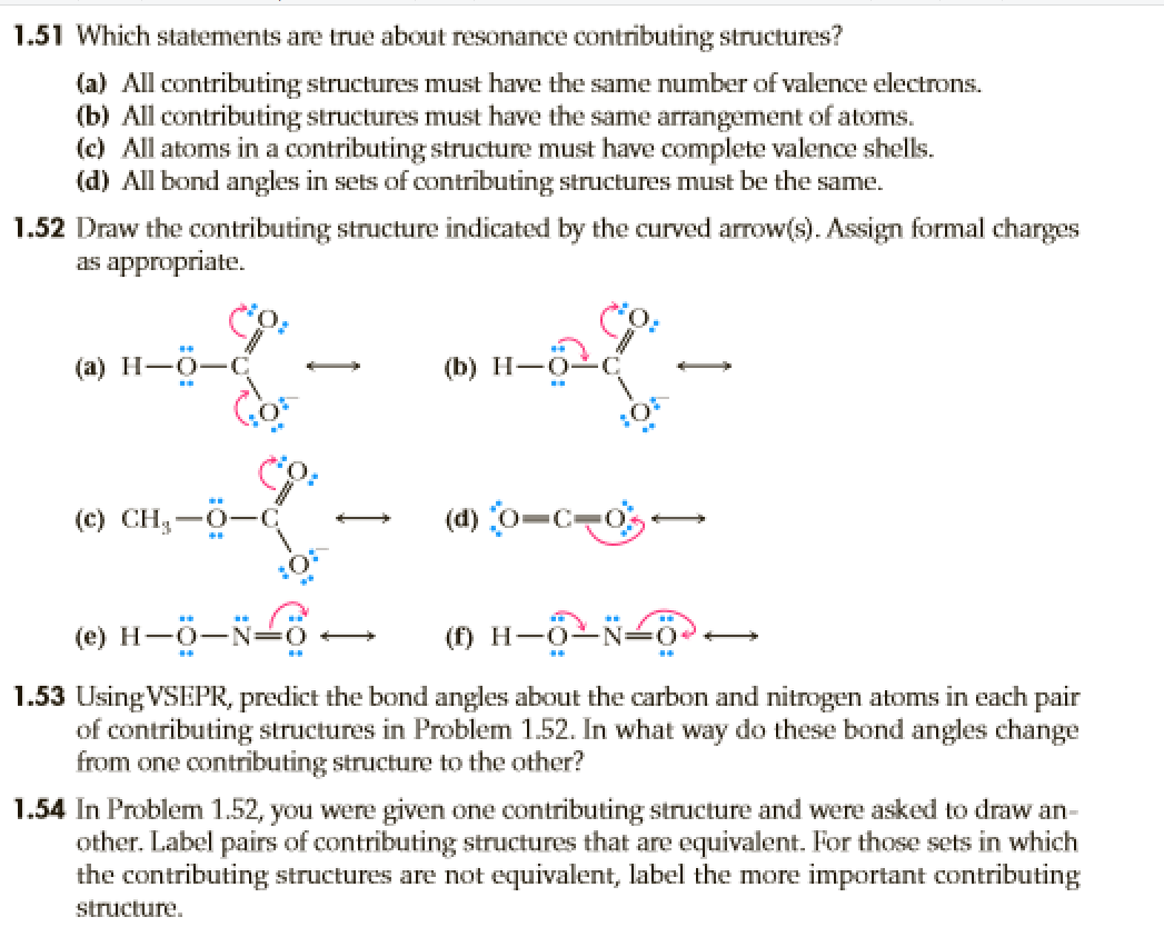 Solved 1.51 Which statements are true about resonance | Chegg.com