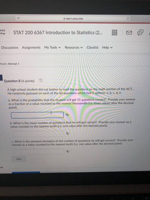 Solved learn umuc.edu STAT 200 6367 Introduction to | Chegg.com