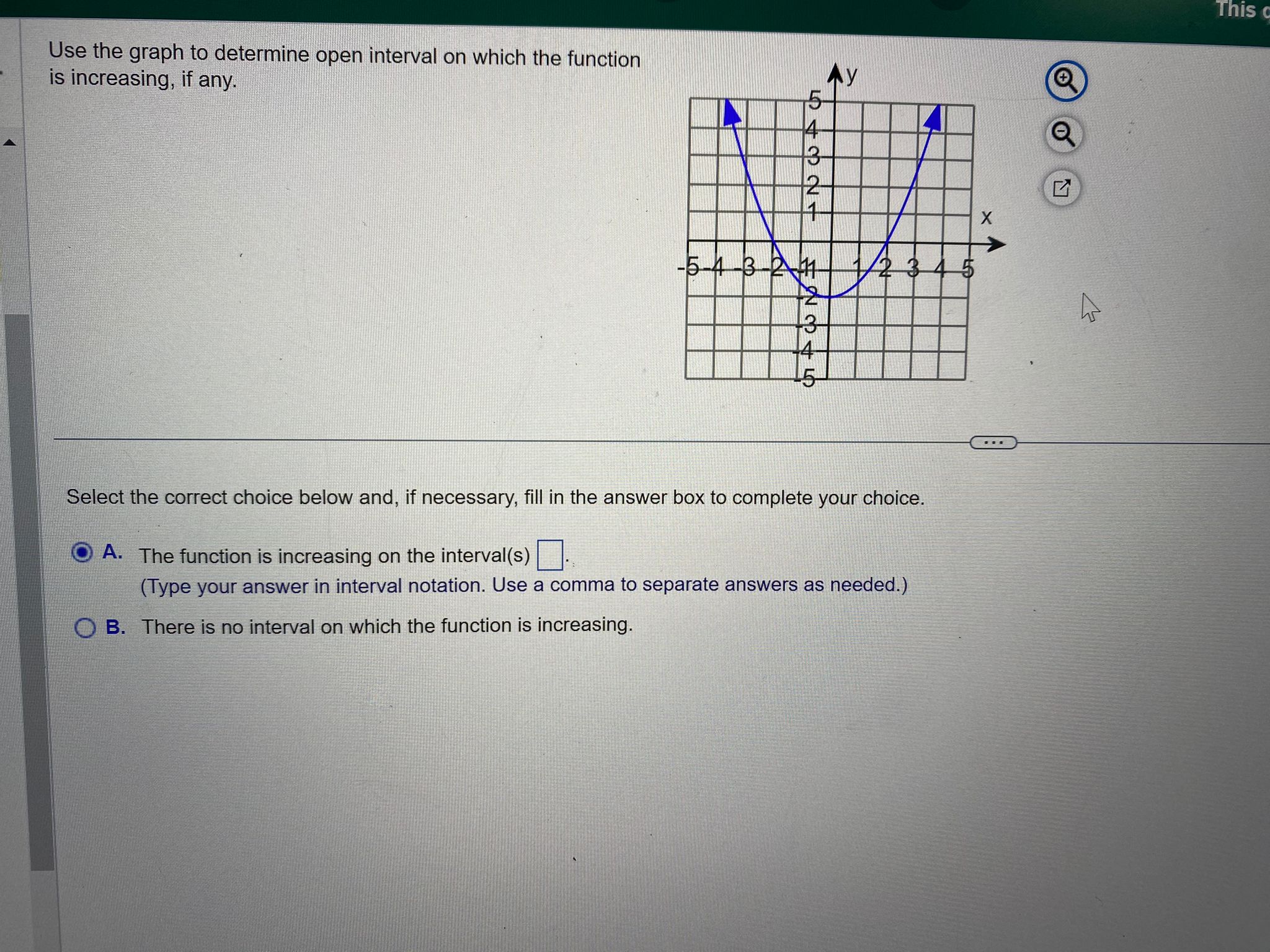 Solved Use the graph to determine open interval on which the | Chegg.com