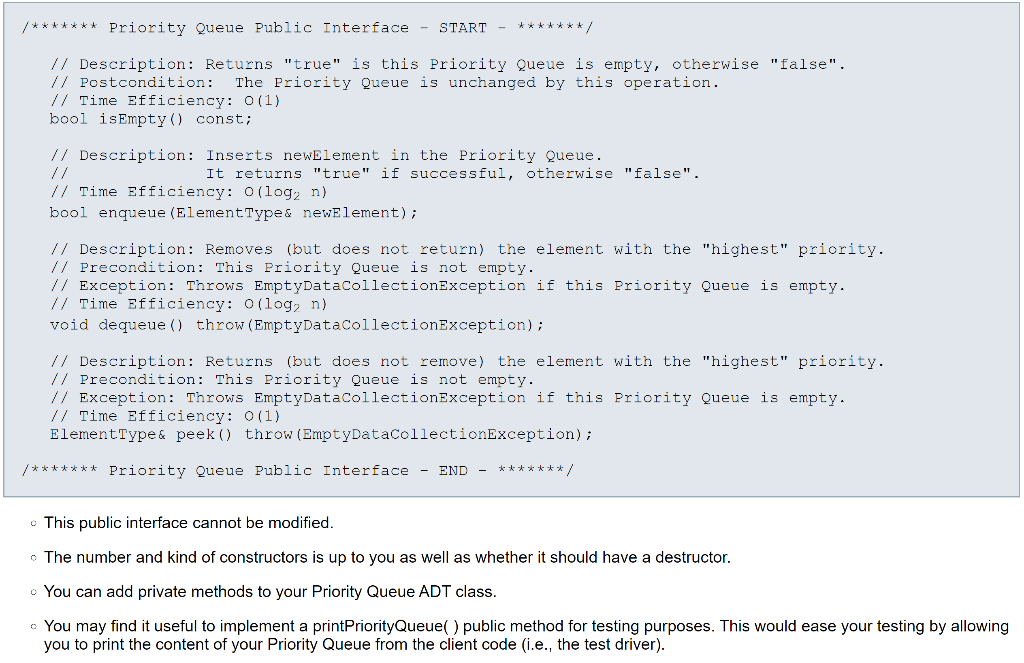 template class PriorityQueue{ private: | Chegg.com