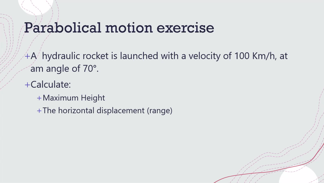 Solved Parabolical motion exercise +A hydraulic rocket is | Chegg.com