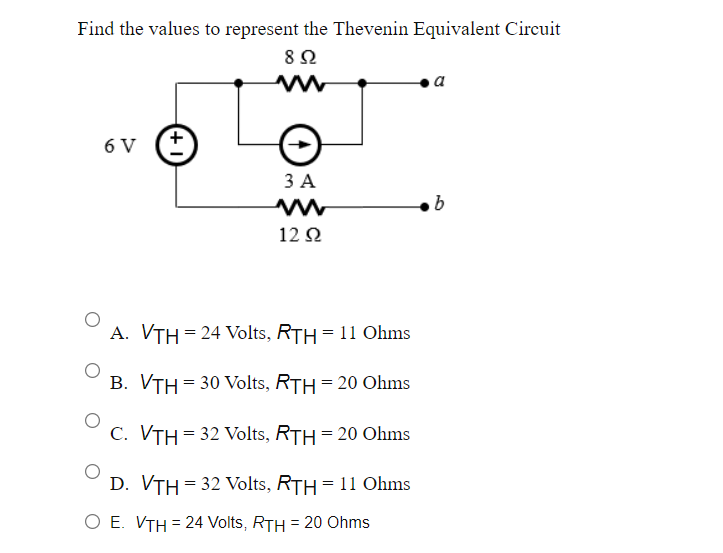 Solved Find the values to represent the Thevenin Equivalent | Chegg.com