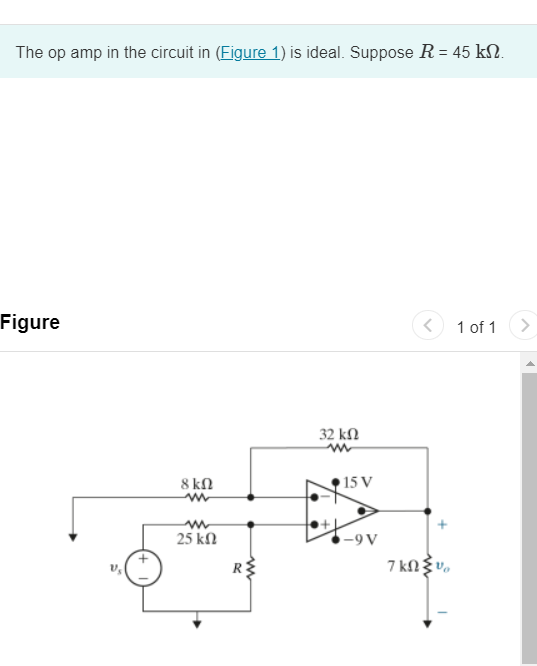 Solved 1.Find vo in terms of vs.2.Find the minimum value of | Chegg.com