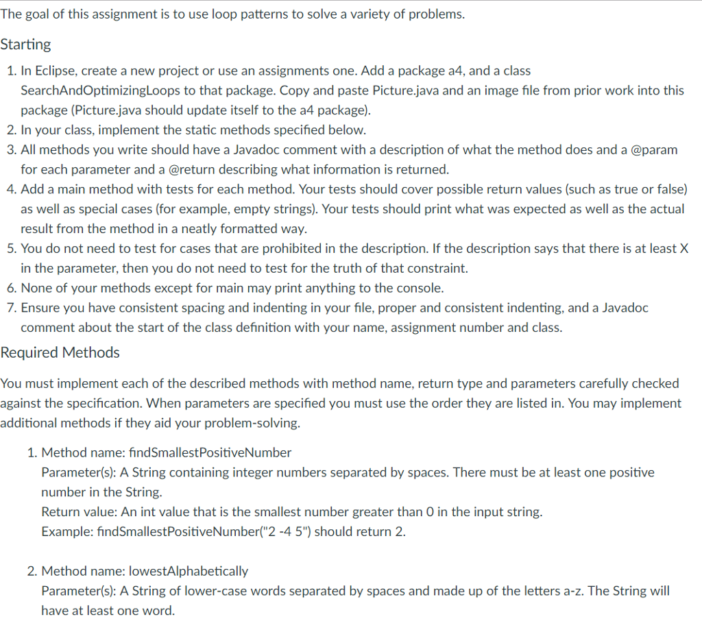 Solved The goal of this assignment is to use loop patterns | Chegg.com