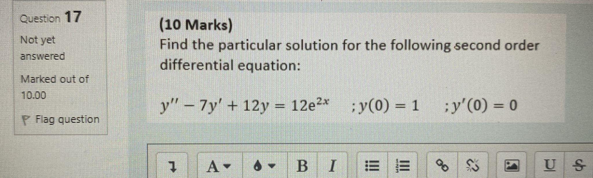 Solved Question 17 Not yet answered (10 Marks) Find the | Chegg.com