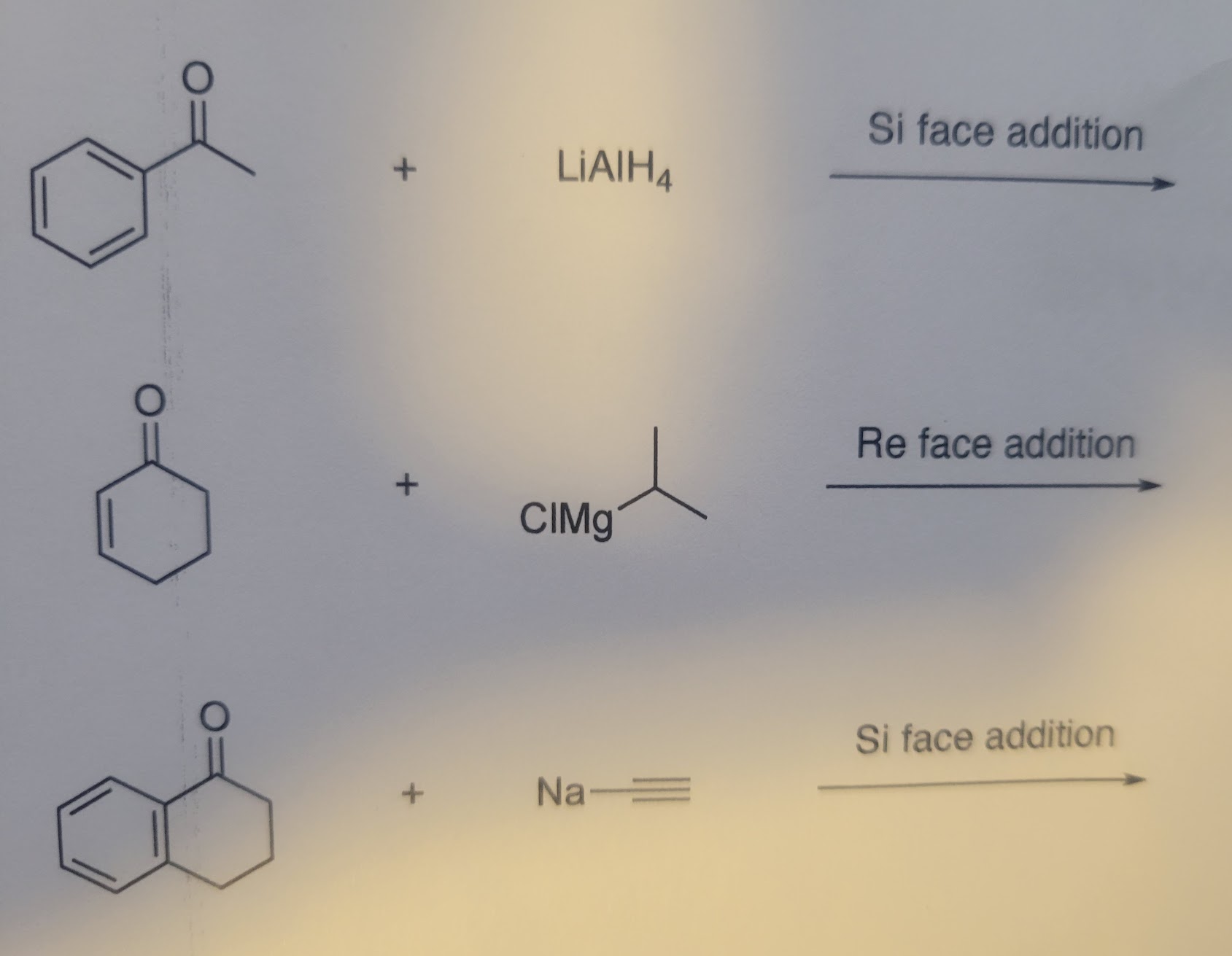Solved +LiAlH4 Si face addition Re face addition | Chegg.com
