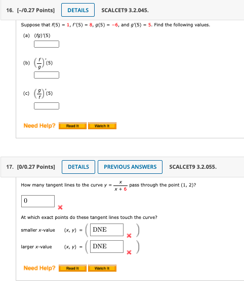 Solved 16. (-/0.27 Points) DETAILS SCALCET9 3.2.045. Suppose | Chegg.com