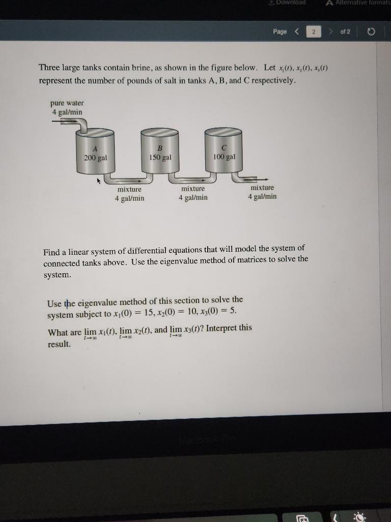 Solved Three large tanks contain brine, as shown in the | Chegg.com