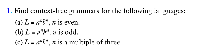 Solved 1. Find context-free grammars for the following | Chegg.com