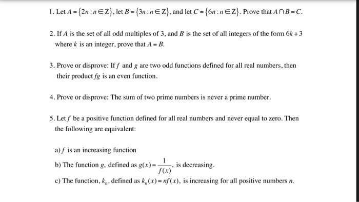 Solved Let A = {2n: n elementof Z}, let B = {3n: n elementof | Chegg.com