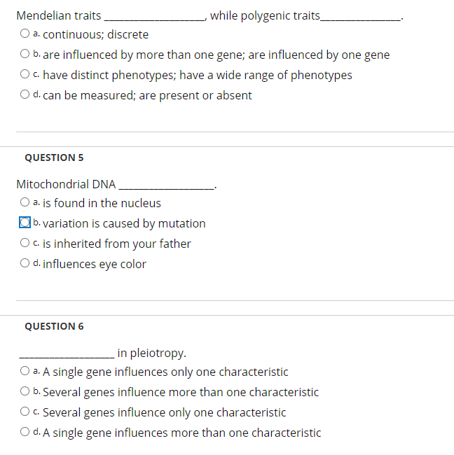 Solved Mendelian traits while polygenic traits a. | Chegg.com