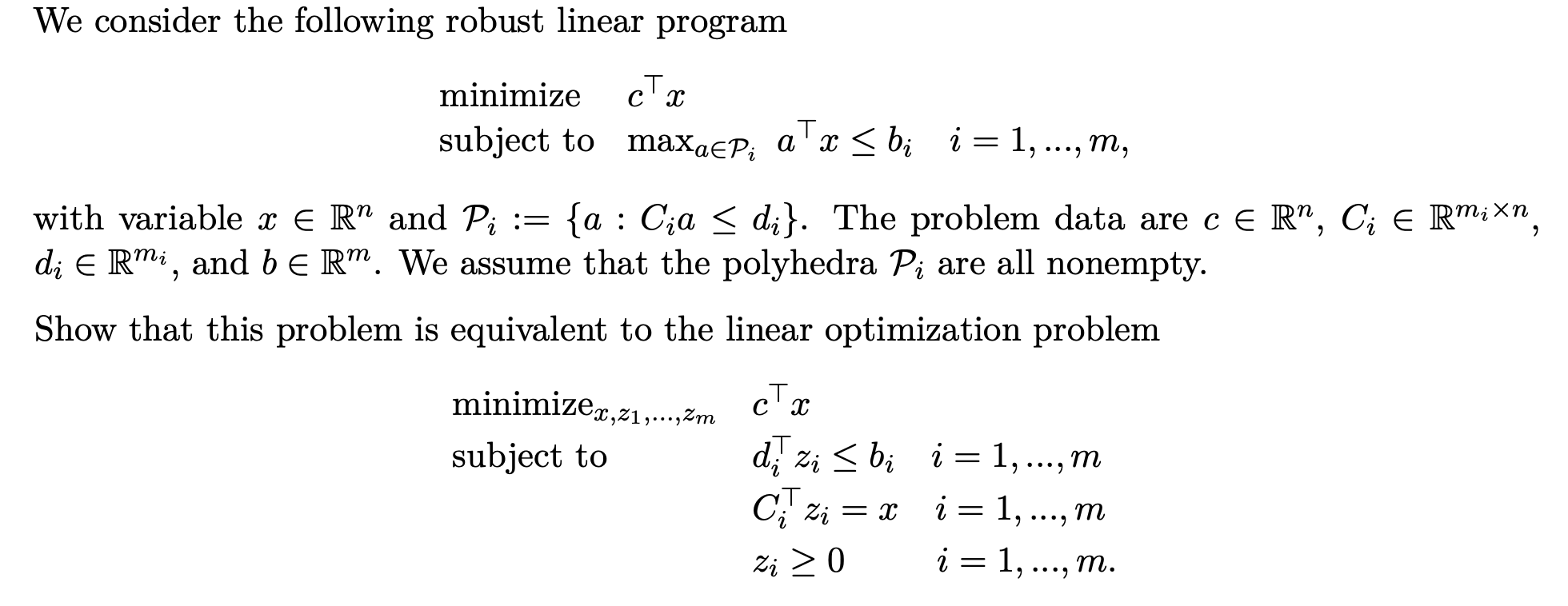 We consider the following robust linear program | Chegg.com