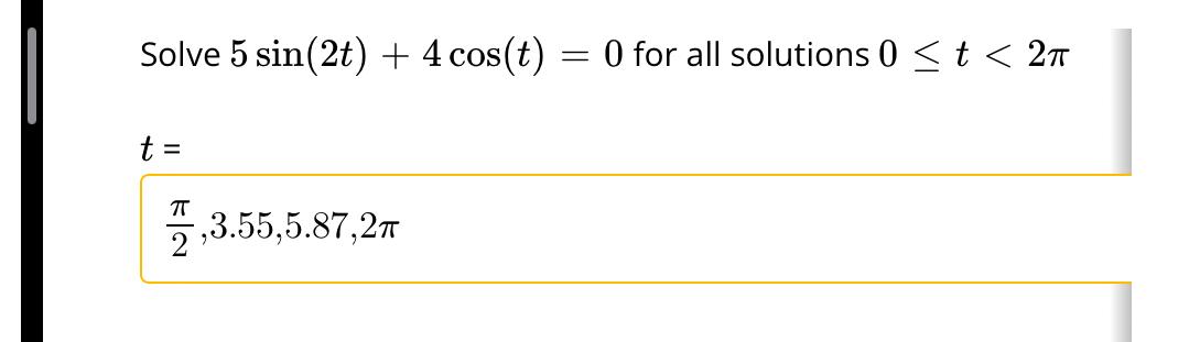 Solved Solve 5cos(2ϕ)=5cos2(ϕ)−3 for all solutions 0≤ϕ