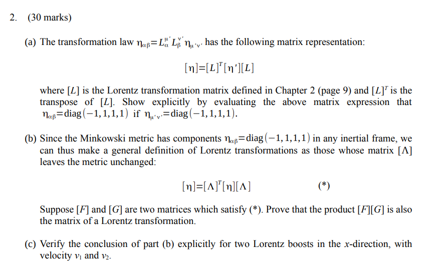 Solved (30 ﻿marks)(a) ﻿The transformation law | Chegg.com