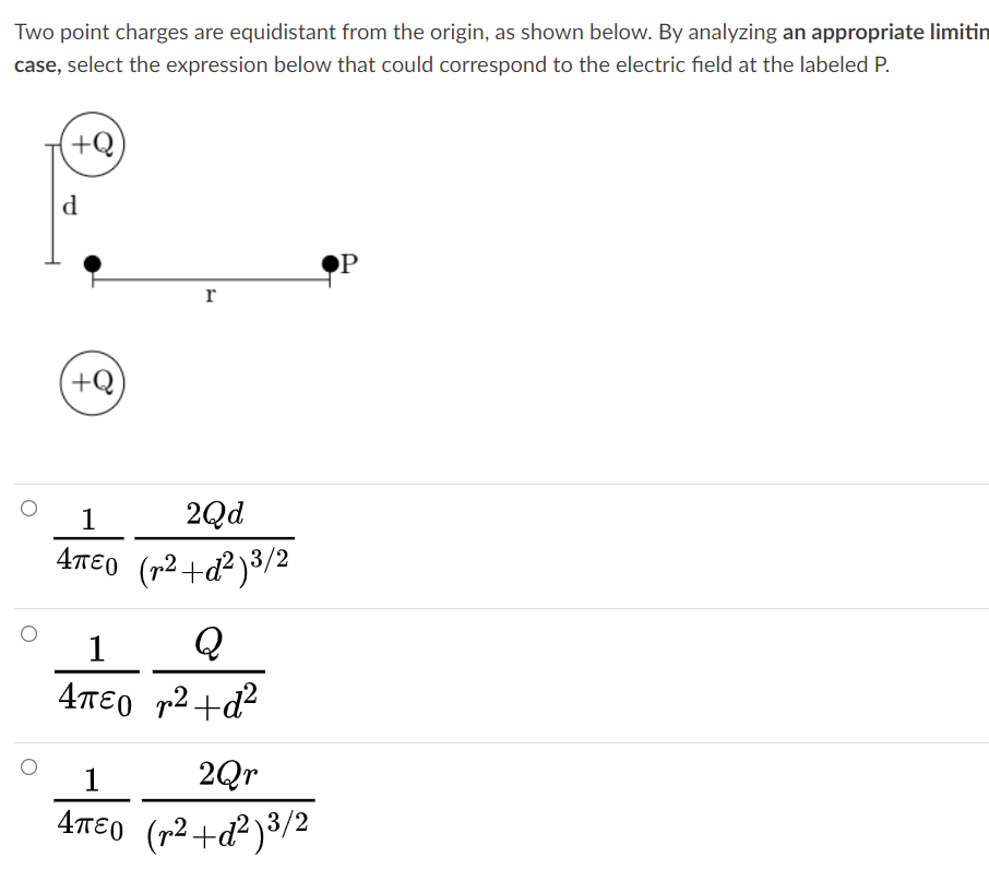Solved Two point charges are equidistant from the origin, as | Chegg.com
