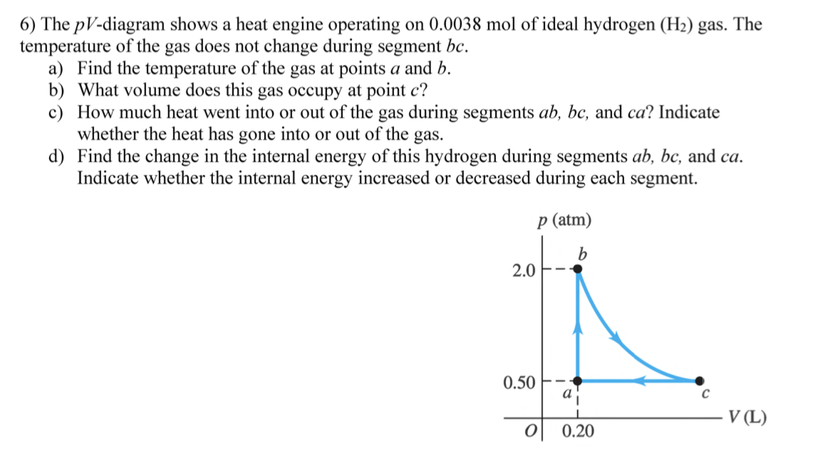 Solved 6) The pV-diagram shows a heat engine operating on | Chegg.com