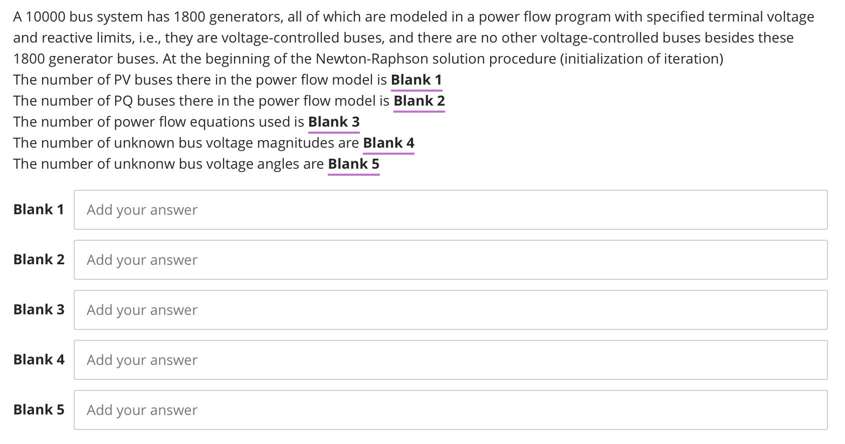 Solved A 10000 bus system has 1800 generators, all of which | Chegg.com
