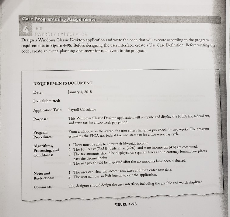 Solved Case Programming Assignments PAYROLL CAIUULAL Design | Chegg.com
